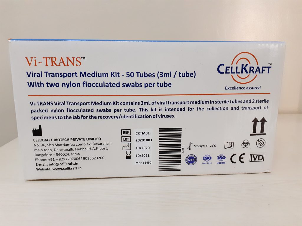 Vi-Trans : Viral Transport Medium Kit - CELLKRAFT BIOTECH PVT. LTD.
